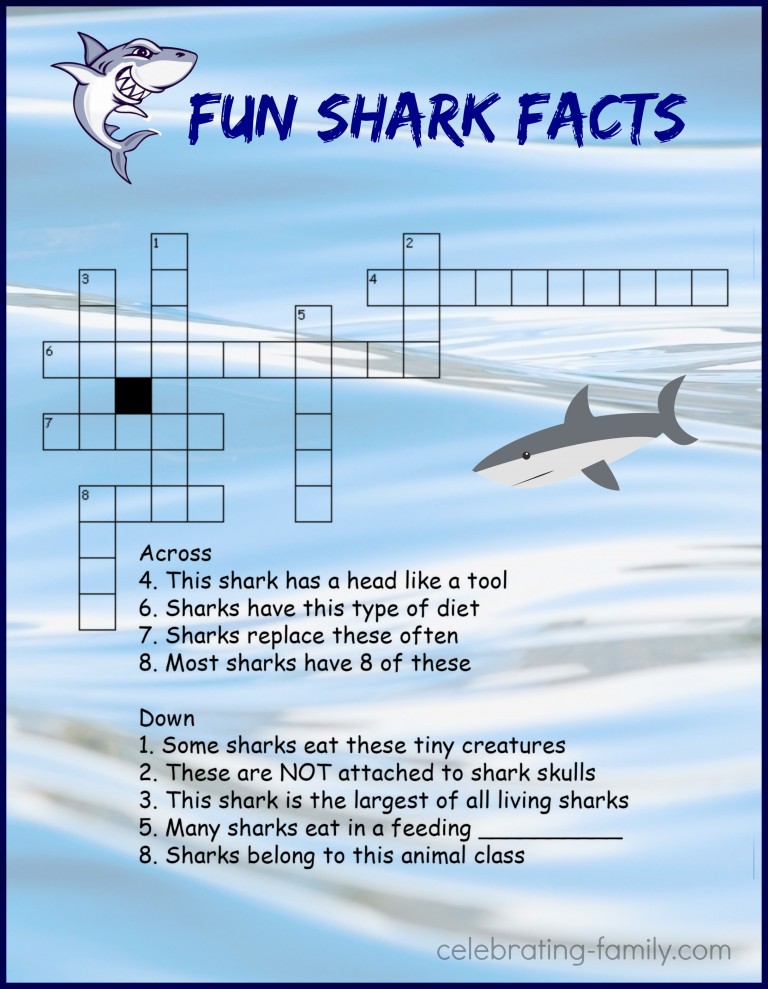 Shark Week Crossword Puzzle Activity